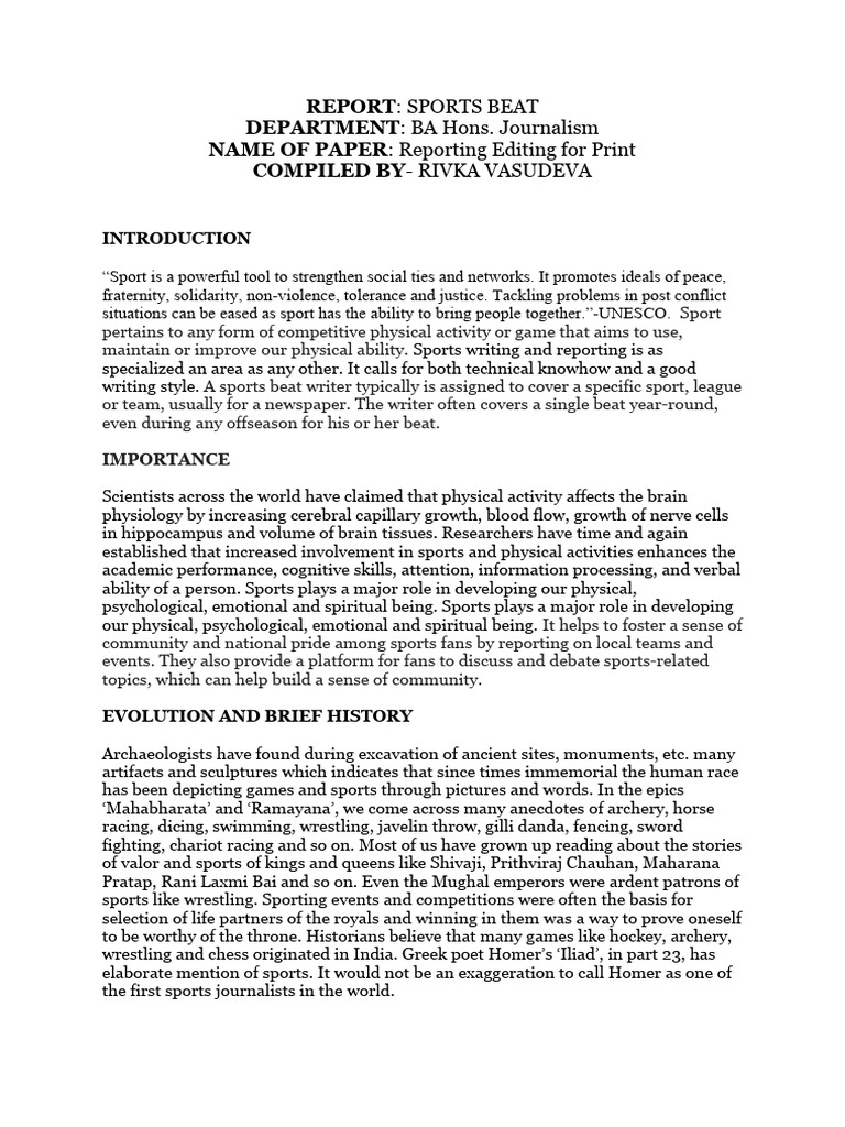 Sports Beat | PDF | Sports