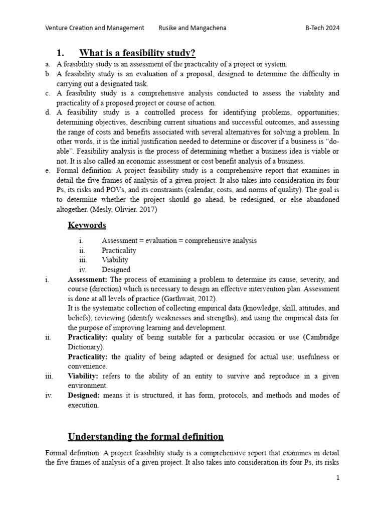 What Is A Feasibility Stud1 | PDF | Feasibility Study | Risk