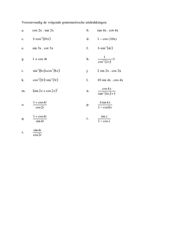 Goniometrische Formules | PDF