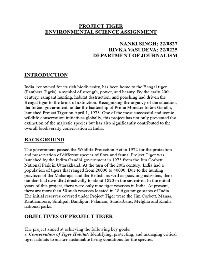 Project Tiger | PDF | Tiger | Natural Resource Management
