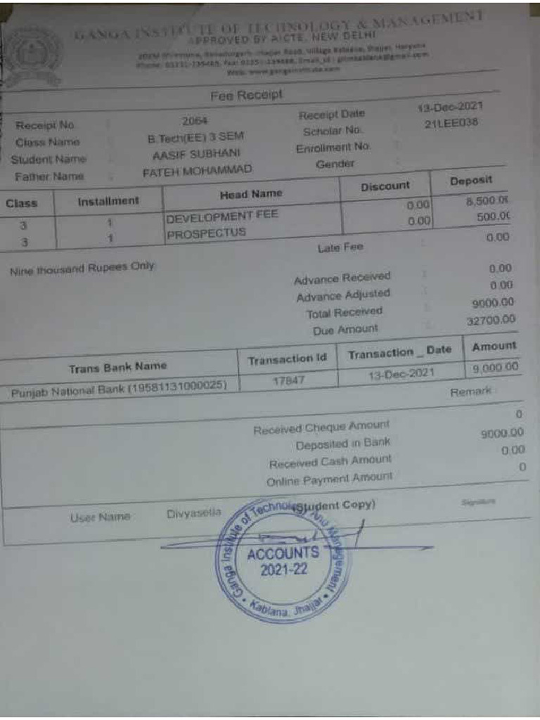 Fee Slip | PDF