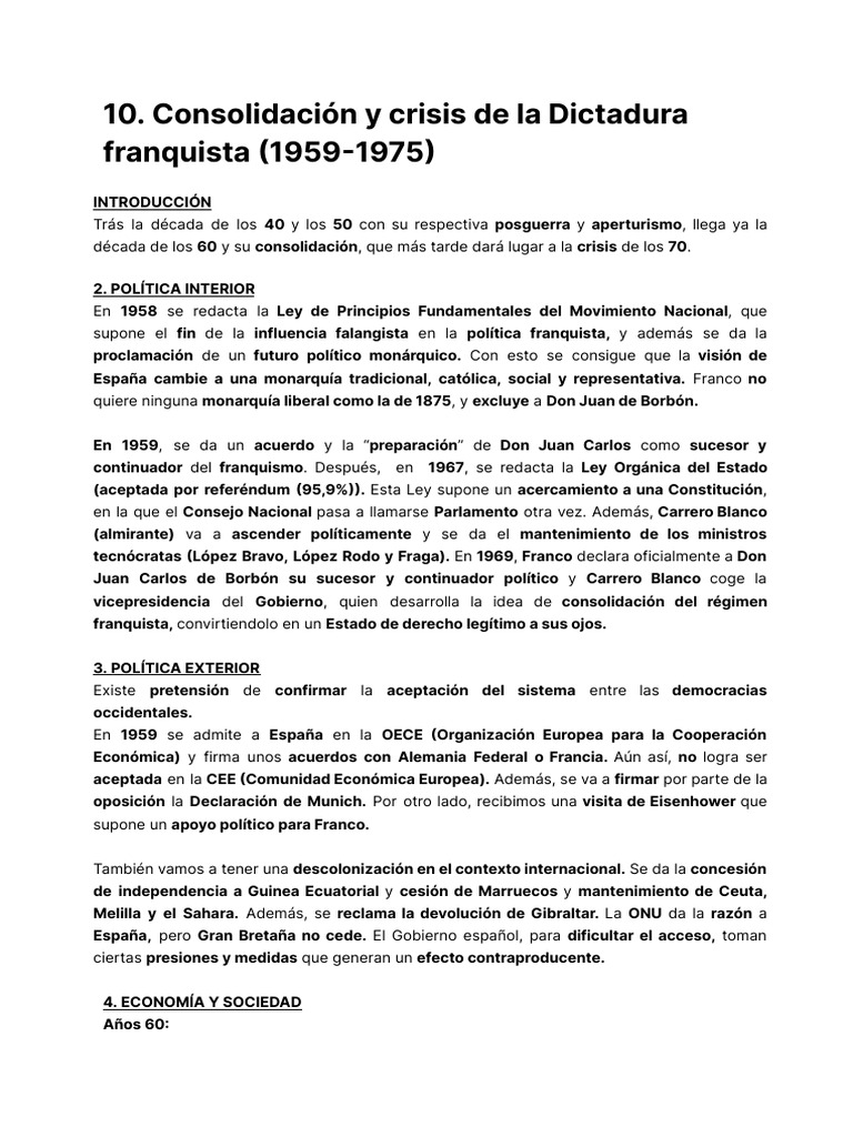 Tema 10 | PDF | España franquista | Francisco franco