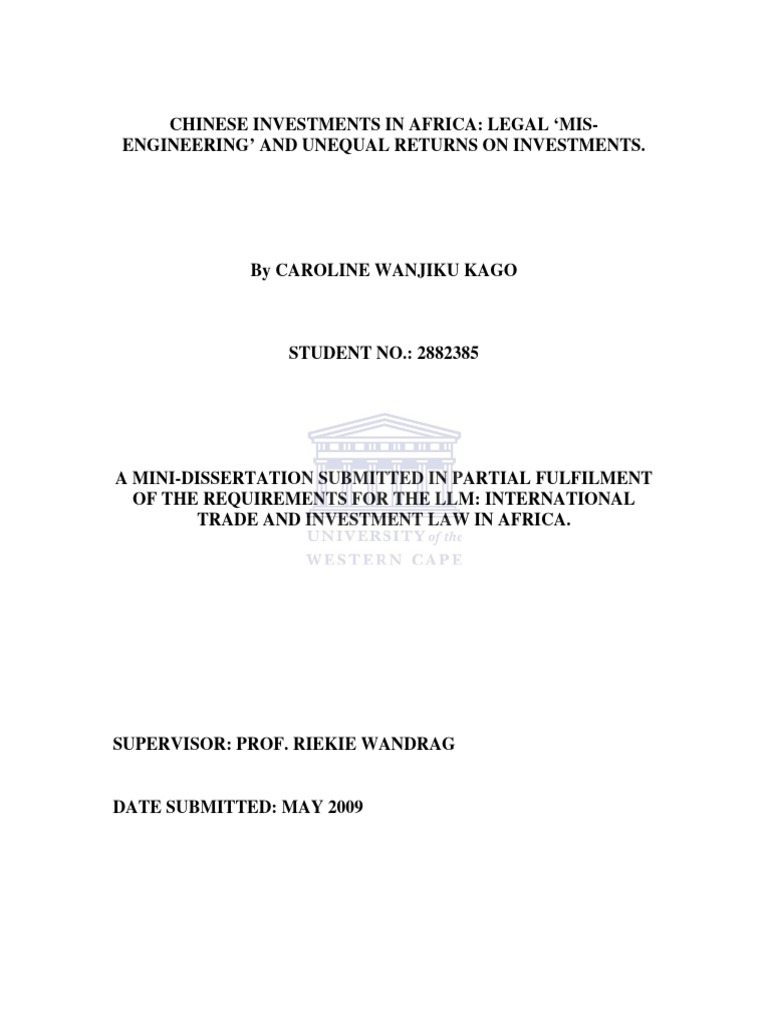 Kago's LLM Thesis | PDF | Foreign Direct Investment | International Law