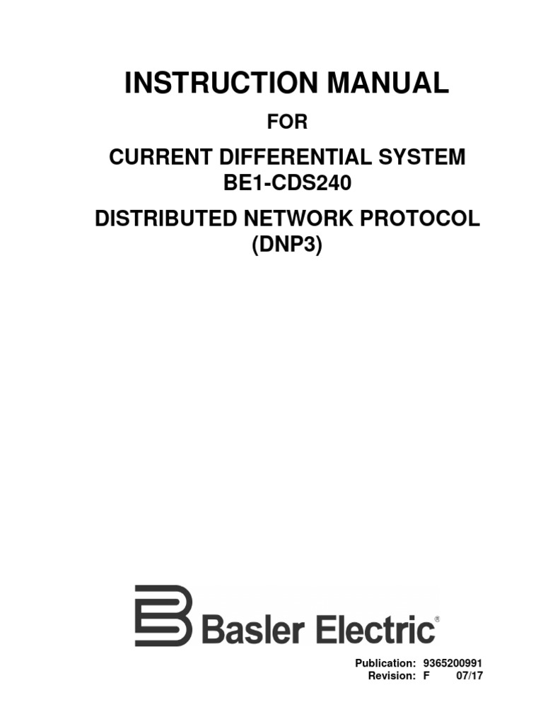Instruction Manual: Current Differential System BE1-CDS240 Distributed ...