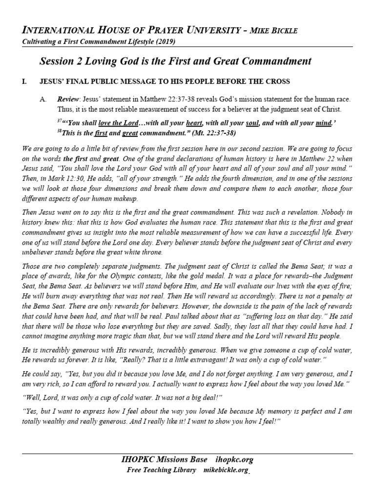 CFCL02 Loving God Is The First and Great Commandment - Study Notes ...