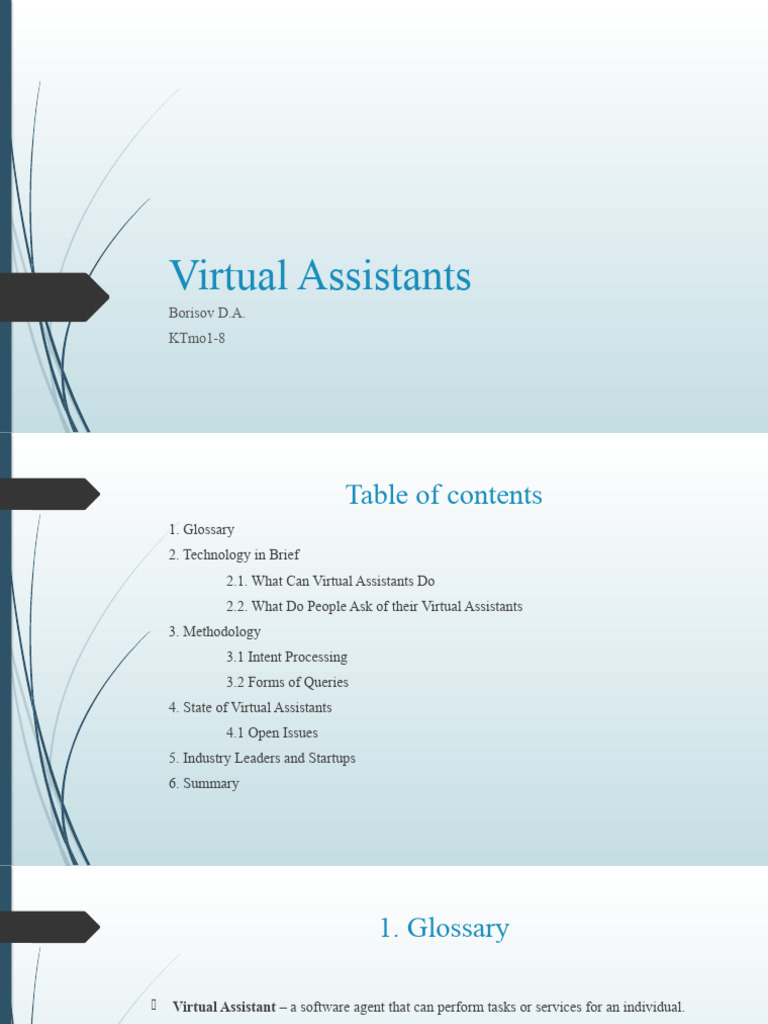 Virtual Assistants: Borisov D.A. Ktmo1-8 | PDF | Human–Computer ...
