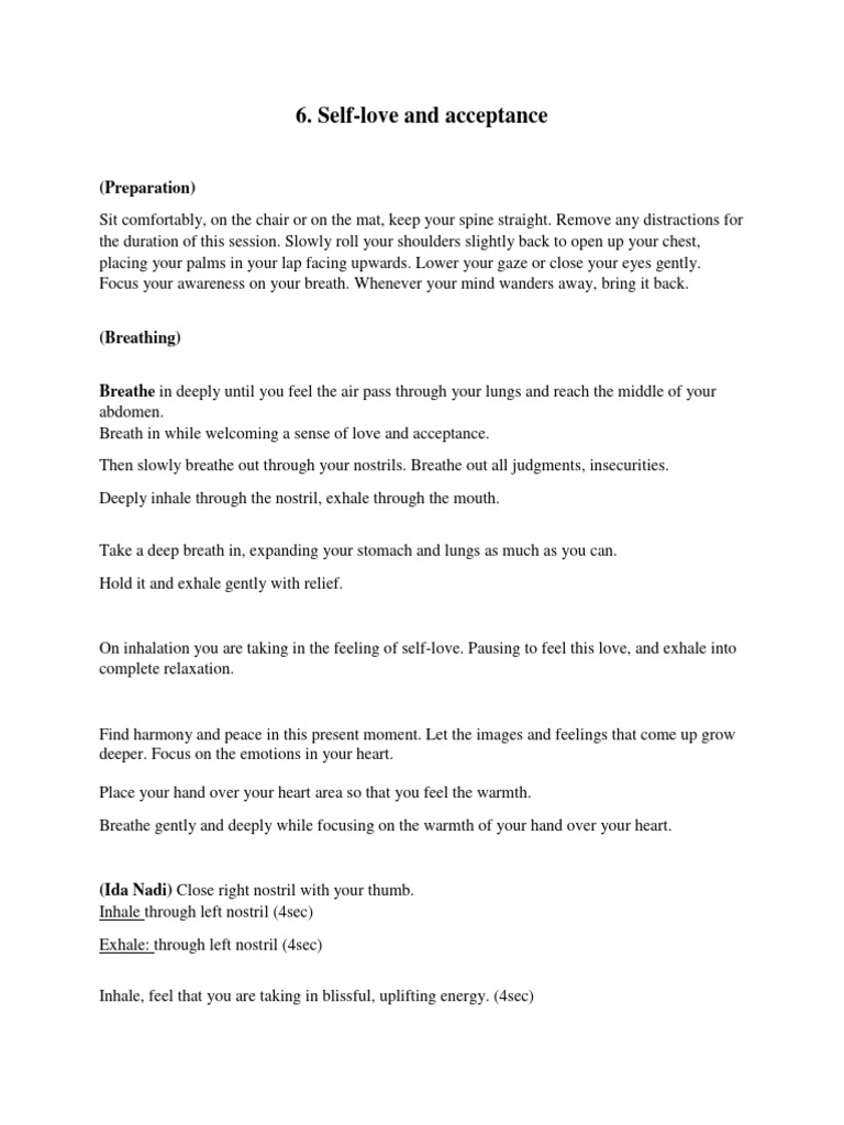 Self-Love Meditation Guide | PDF | Breathing | Exhalation