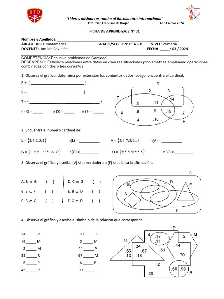 FICHA_DE_APRENDIZAJE_1ERA_SEMANA_MATEMATICA_6TO_PRIM | PDF