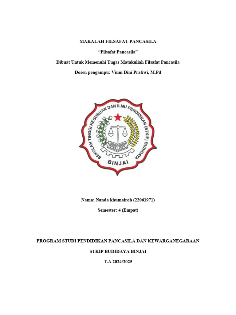 Makalah Filsafat Pancasila | PDF | Filsafat | Sains & Matematika