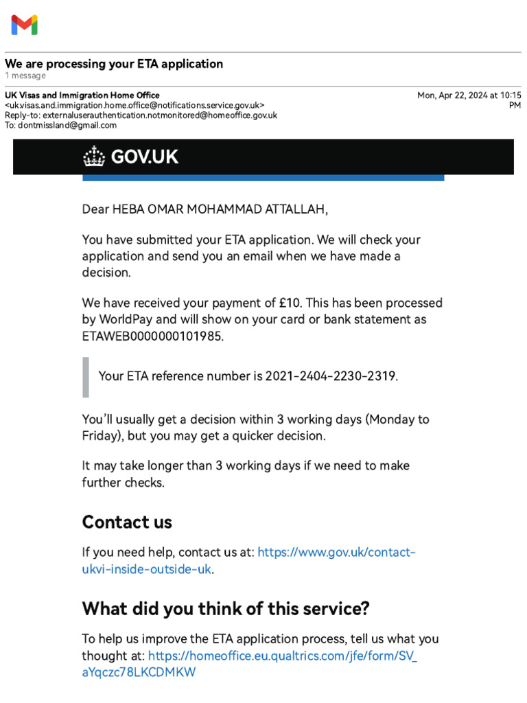 UK ETA Application Update | PDF | Finance & Money Management