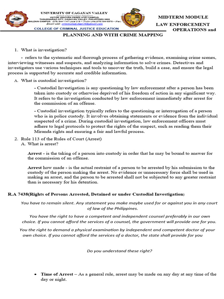 Module in Planning | PDF | Search Warrant | Arrest
