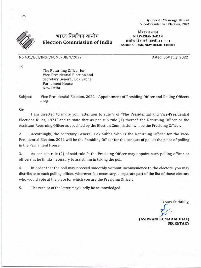 Appointment of Presiding Officer - English | PDF | Government Of India ...