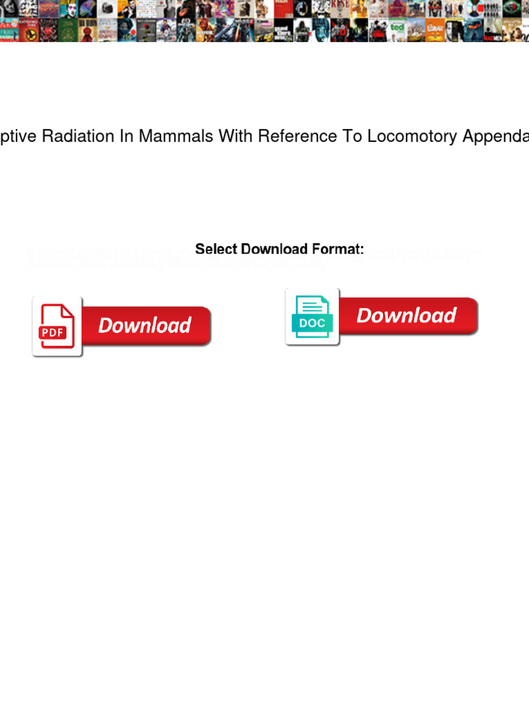 Adaptive Radiation in Mammals With Reference To Locomotory Appendages | PDF | Mammals | Evolution