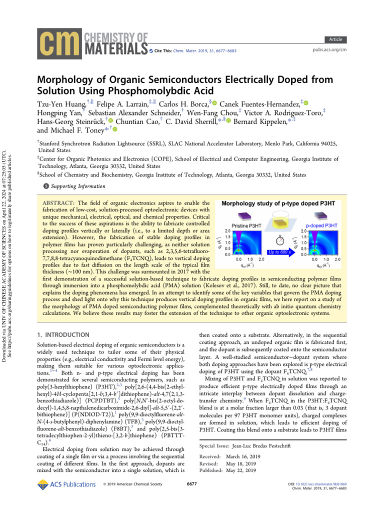 Huang Et Al 2019 Morphology of Organic Semiconductors Electrically ...