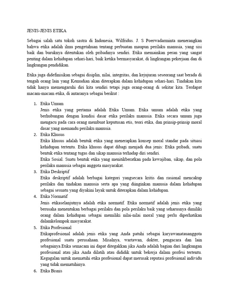 Jenis-Jenis Etika Dan Moral | PDF | Sains & Matematika