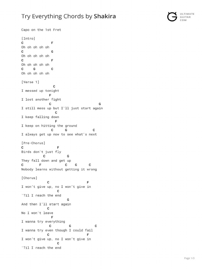 Try Everything Chords | PDF