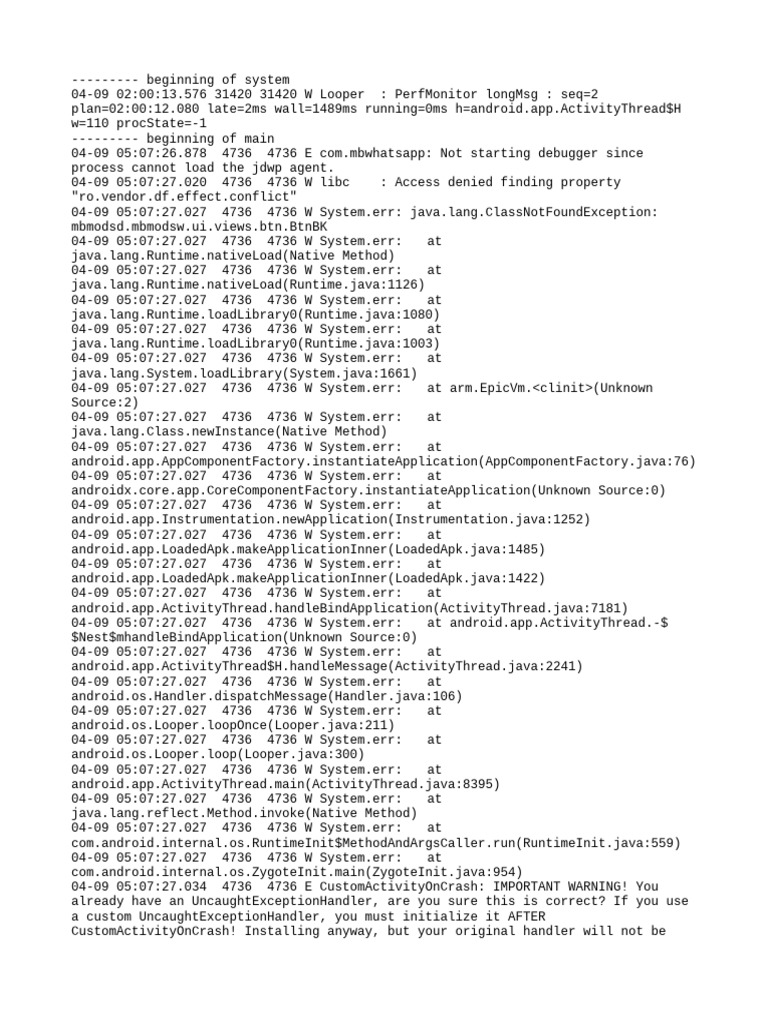 WhatsApp Debugging and Error Logs | PDF | Mobile App | Java ...