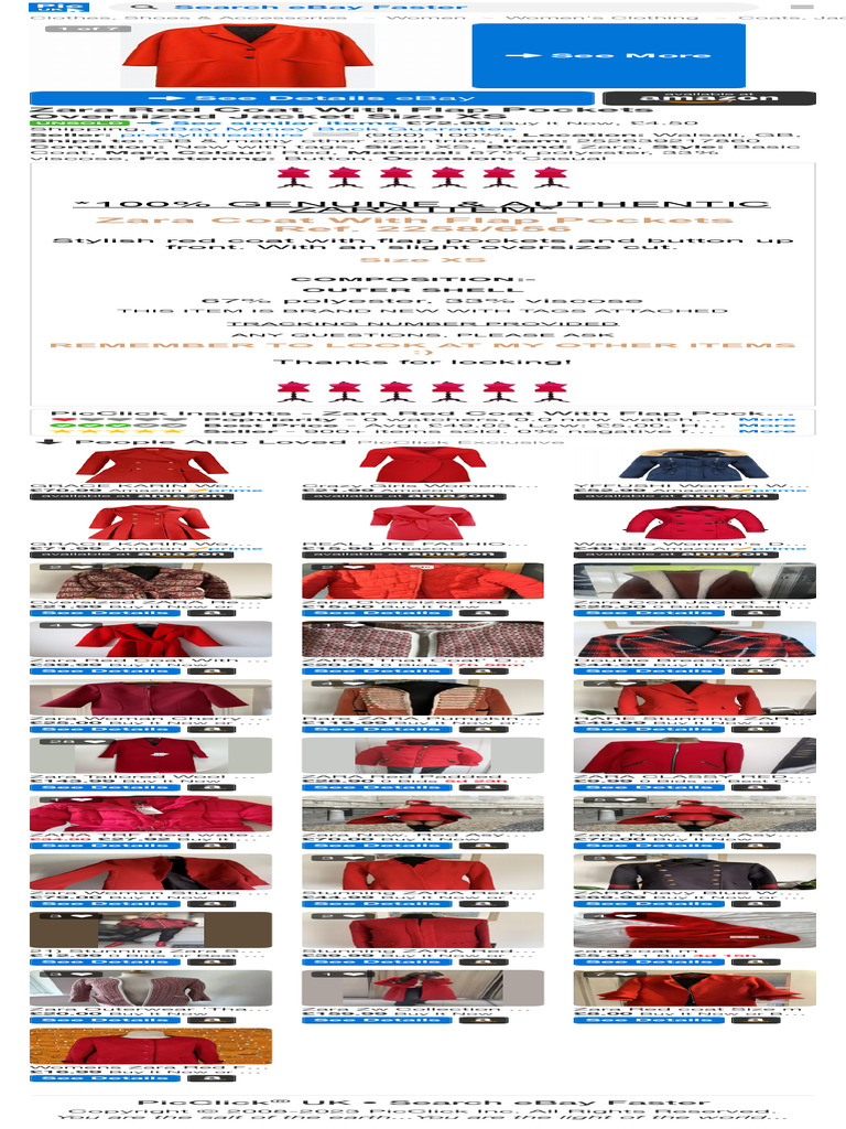 ZARA RED COAT With Flap Pockets Oversized Jacket | PDF | Softlines ...