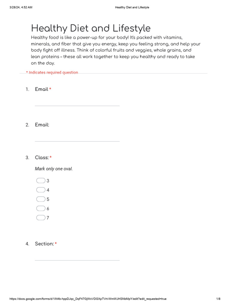 Blank Quiz - Google Forms | PDF | Healthy Diet | Diet (Nutrition)