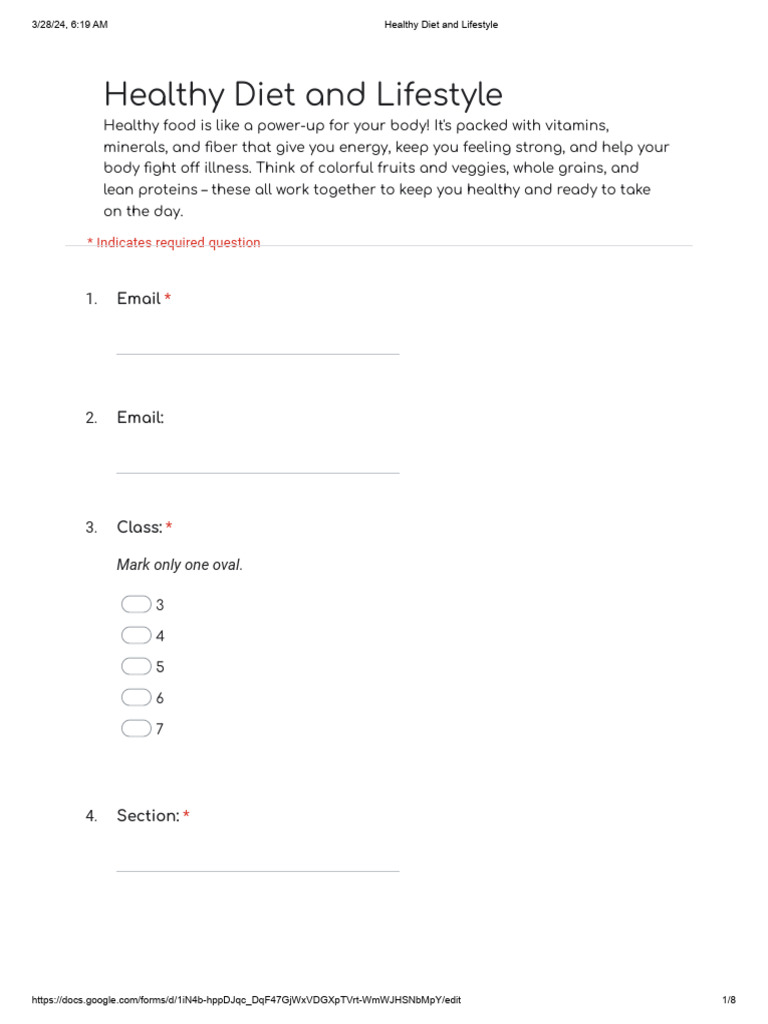 Blank Quiz - Google Formshjh | PDF | Healthy Diet | Diet (Nutrition)