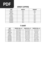 Sublimation Size Chart | PDF | Clothing | Fashion