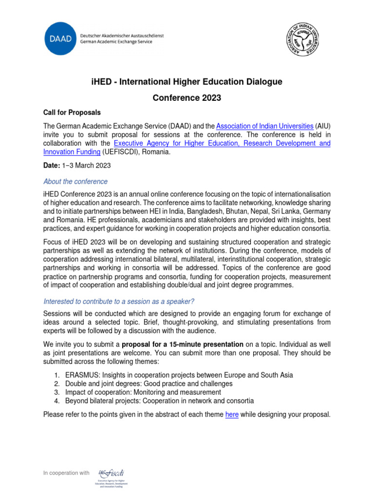 Call For Proposal - Conference2023 - DAAD - AIU | PDF