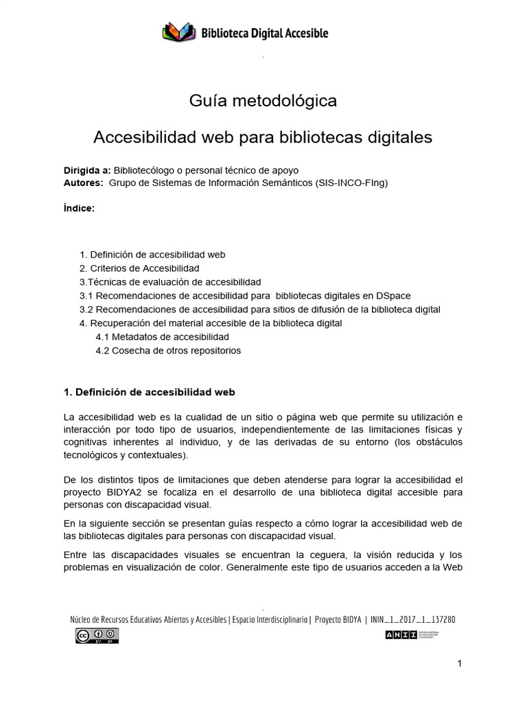 Guía Metodológica Accesibilidad Web para de Bibliotecas | PDF | Accesibilidad | Red mundial