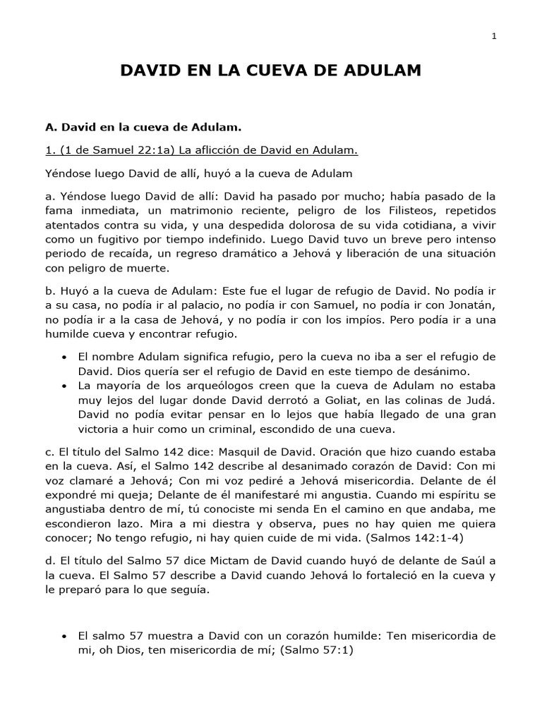 David en La Cueva de Adulam | PDF | David | Saulo
