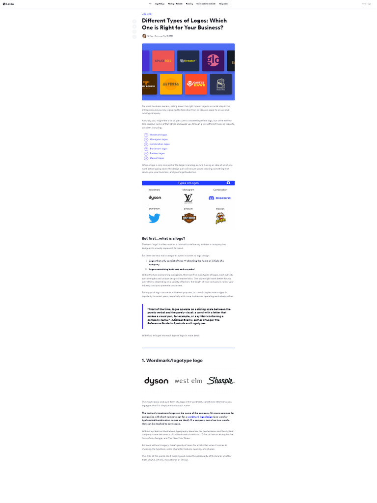 Types of Logos for Your Business Guide | PDF | Logos | Brand