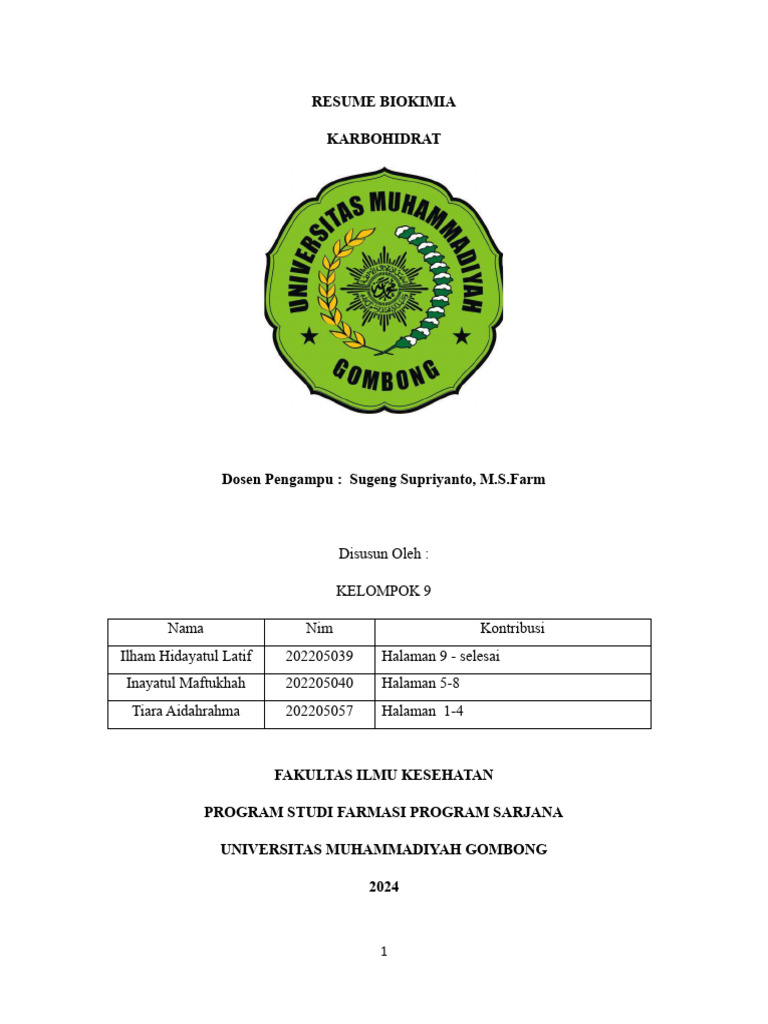 ResumeBiokim - Karbohidrat - Kel 9 | PDF | Kesehatan Holistik | Sains ...