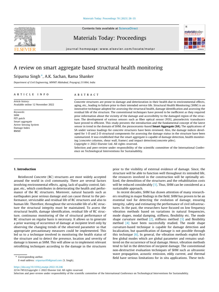 A Review On Smart Aggregate Based Structural Health Monitoring | PDF ...