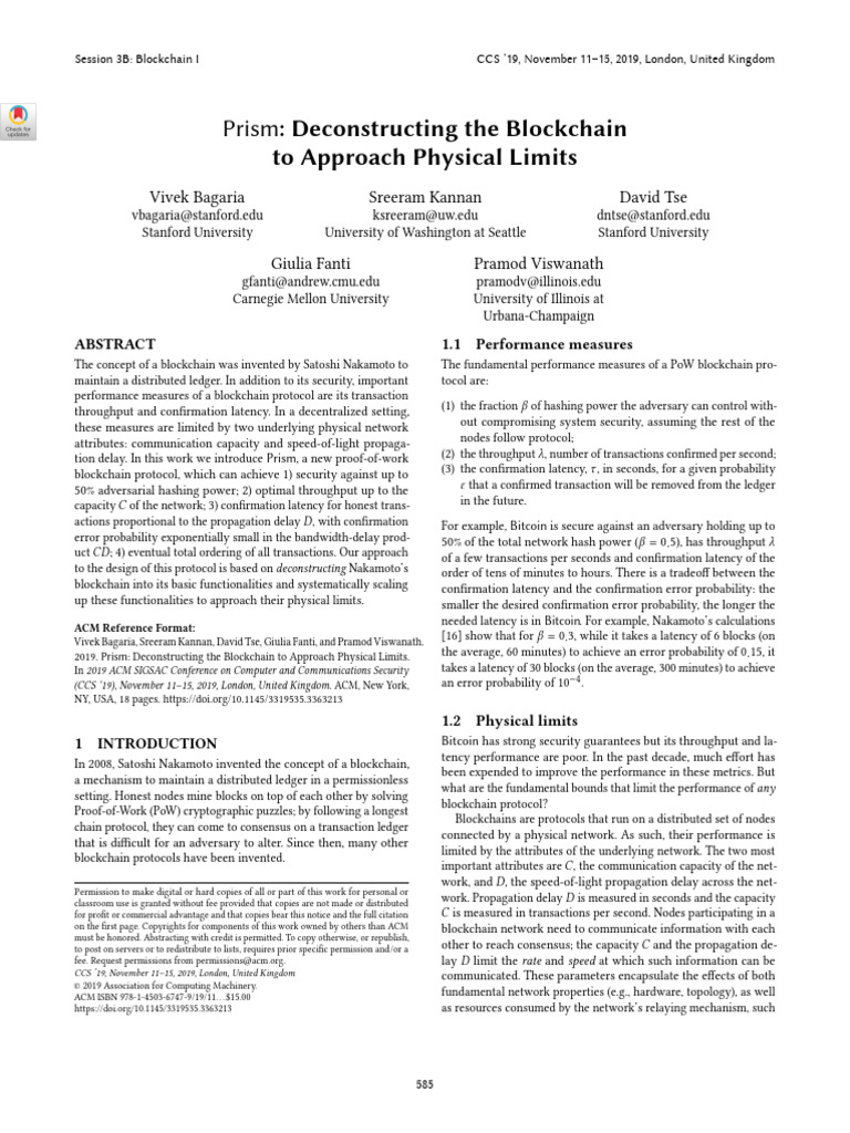 10 - Prism: Deconstructing The Blockchain | PDF | Computer Network | Telecommunications