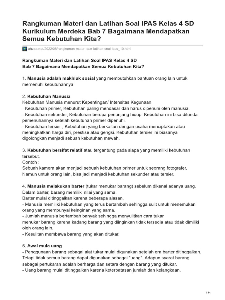 Rangkuman Materi Dan Latihan Soal IPAS Kelas 4 SD Kurikulum Merdeka Bab 7 Bagaimana Mendapatkan ...