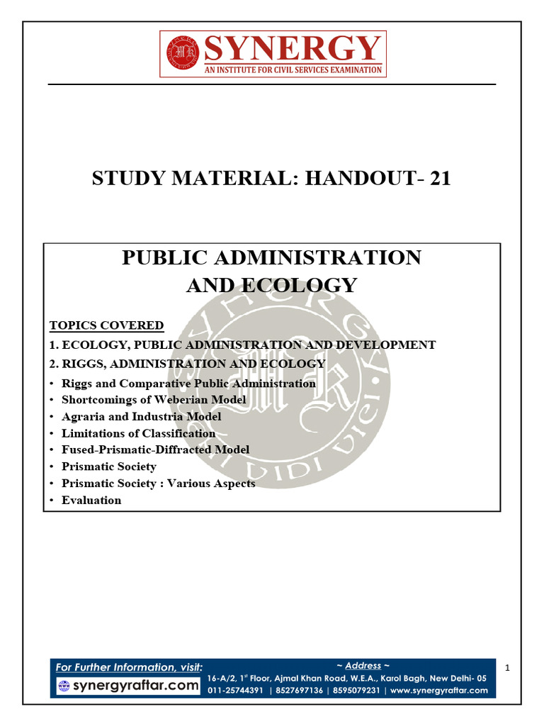 Study Material Study Material: Handout Handout-21 | PDF | Bureaucracy ...