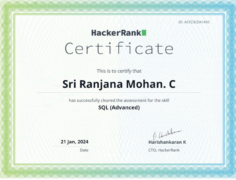 SQL - Advanced Certificate | PDF