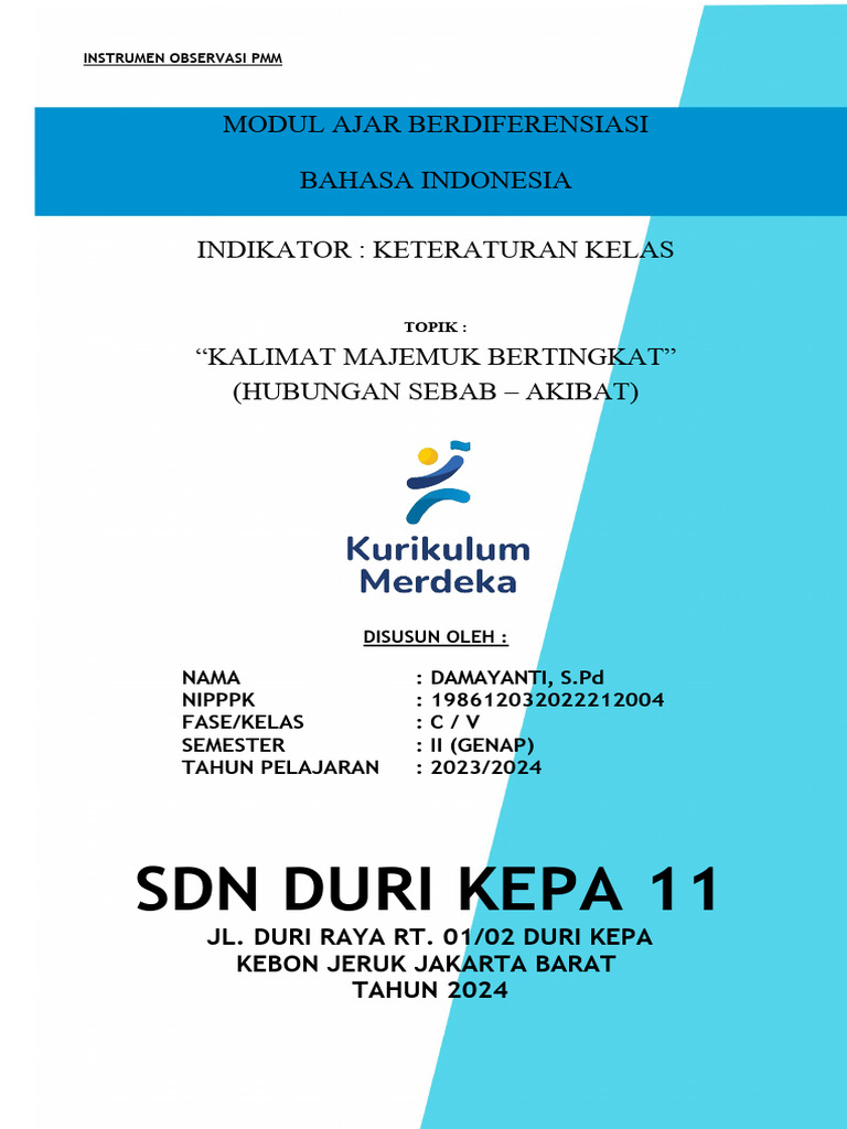 Modul Ajar b.indonesia Kelas 5 - Observasi Pmm Ok | PDF