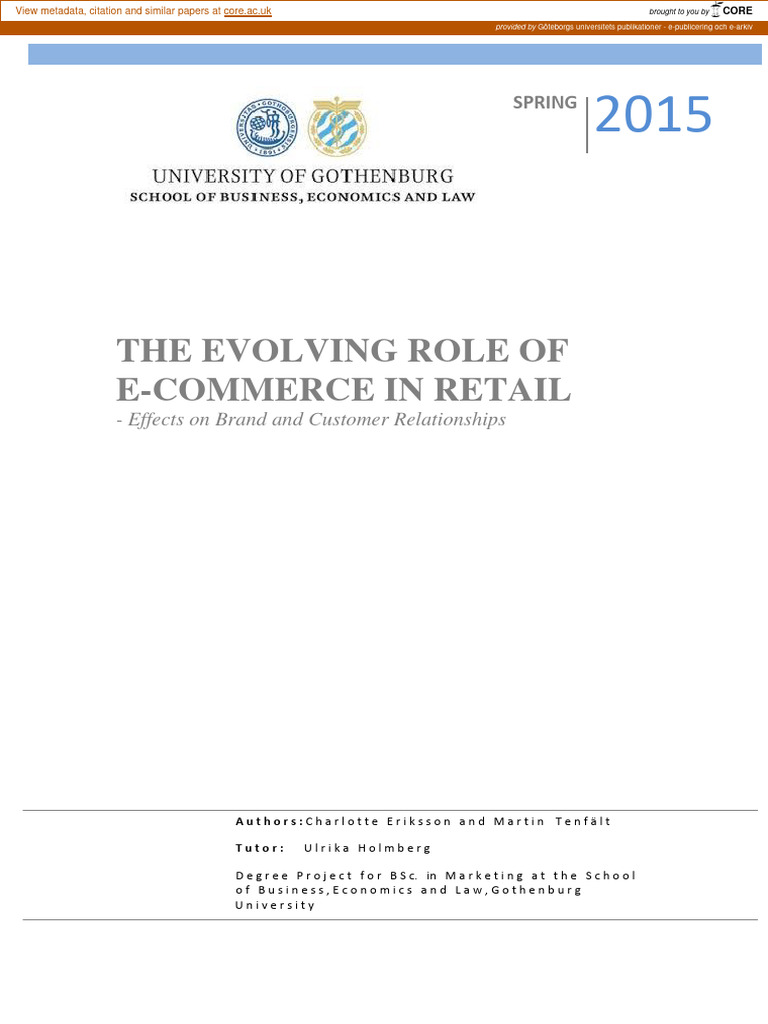 The Evolving Role of E-Commerce in Retail: - Effects On Brand and Customer Relationships | PDF ...