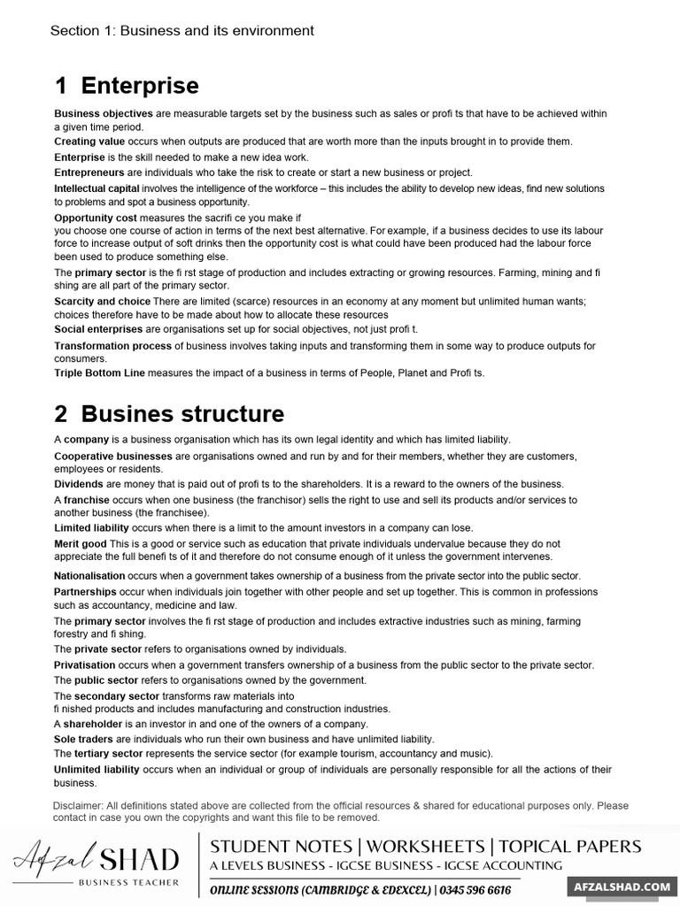 As Business Section 1 Easy Definitions | PDF | Business | Franchising