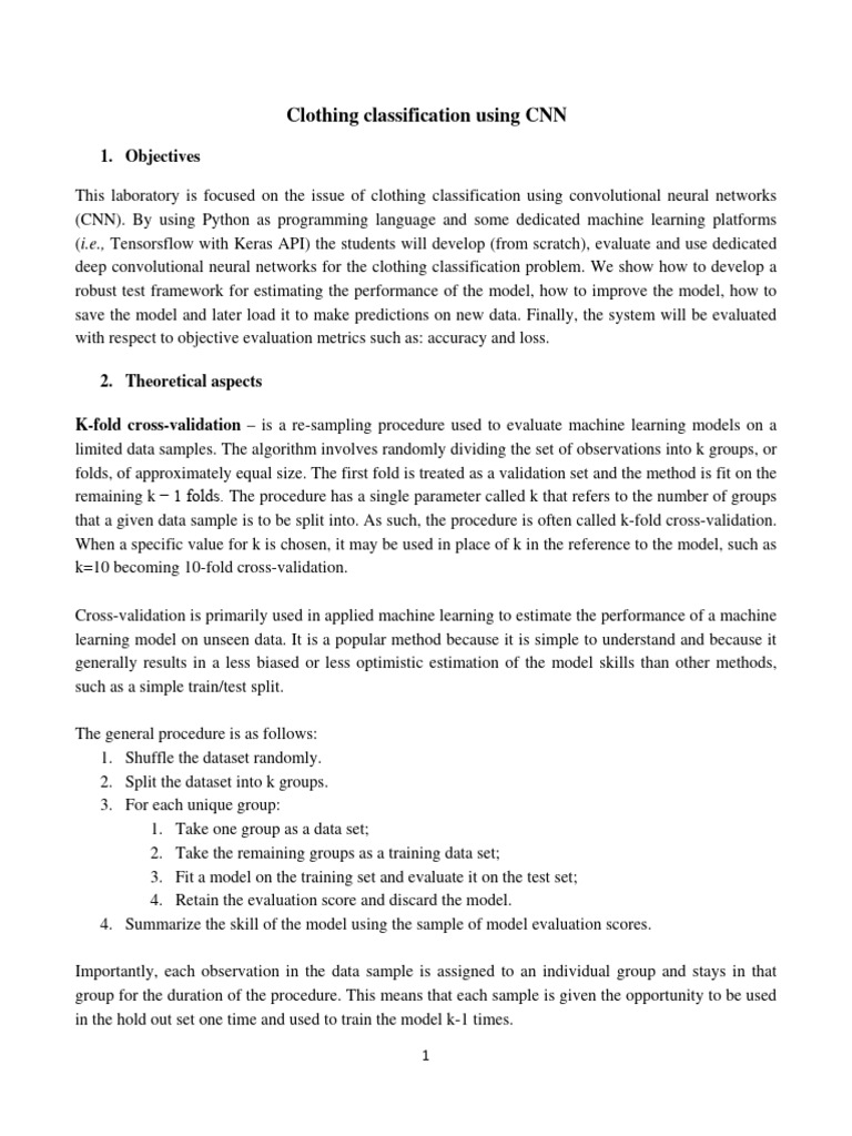 Clothing Classification with CNNs | PDF | Cross Validation (Statistics ...