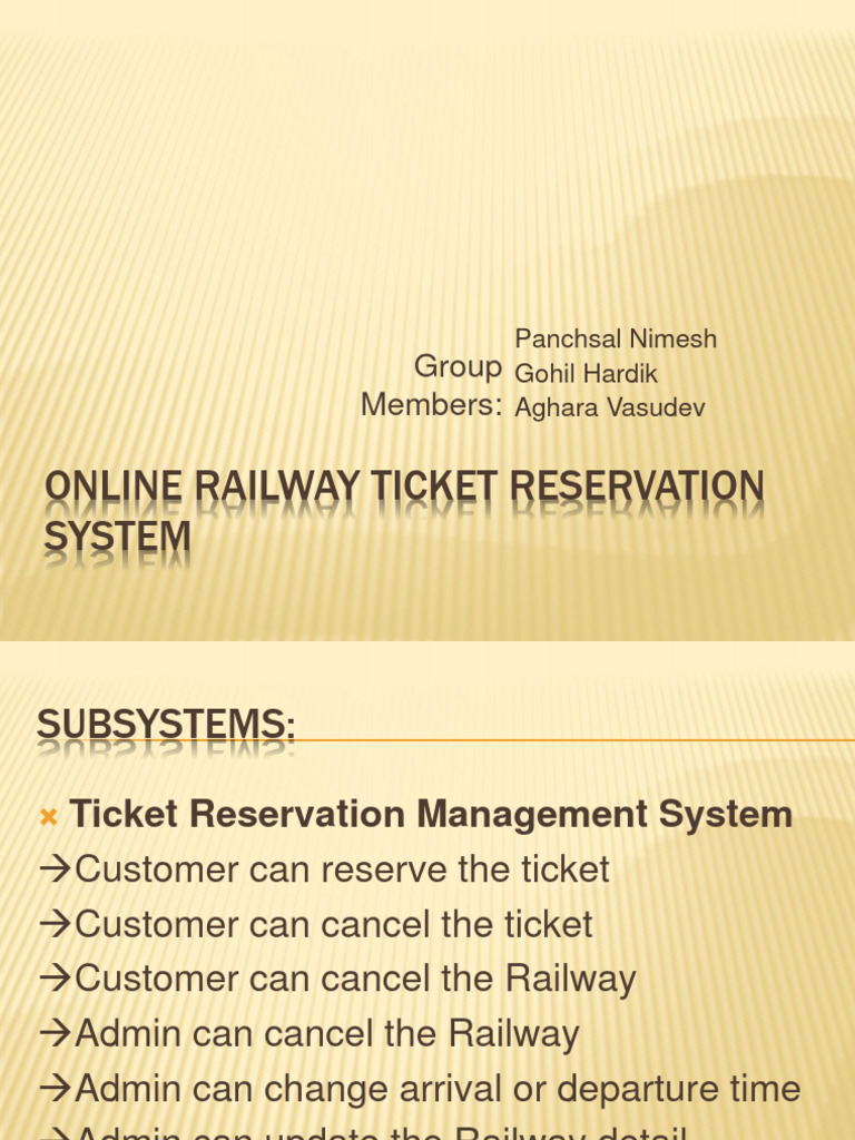 Online Railway Ticket Reservation System | Download Free PDF | System ...