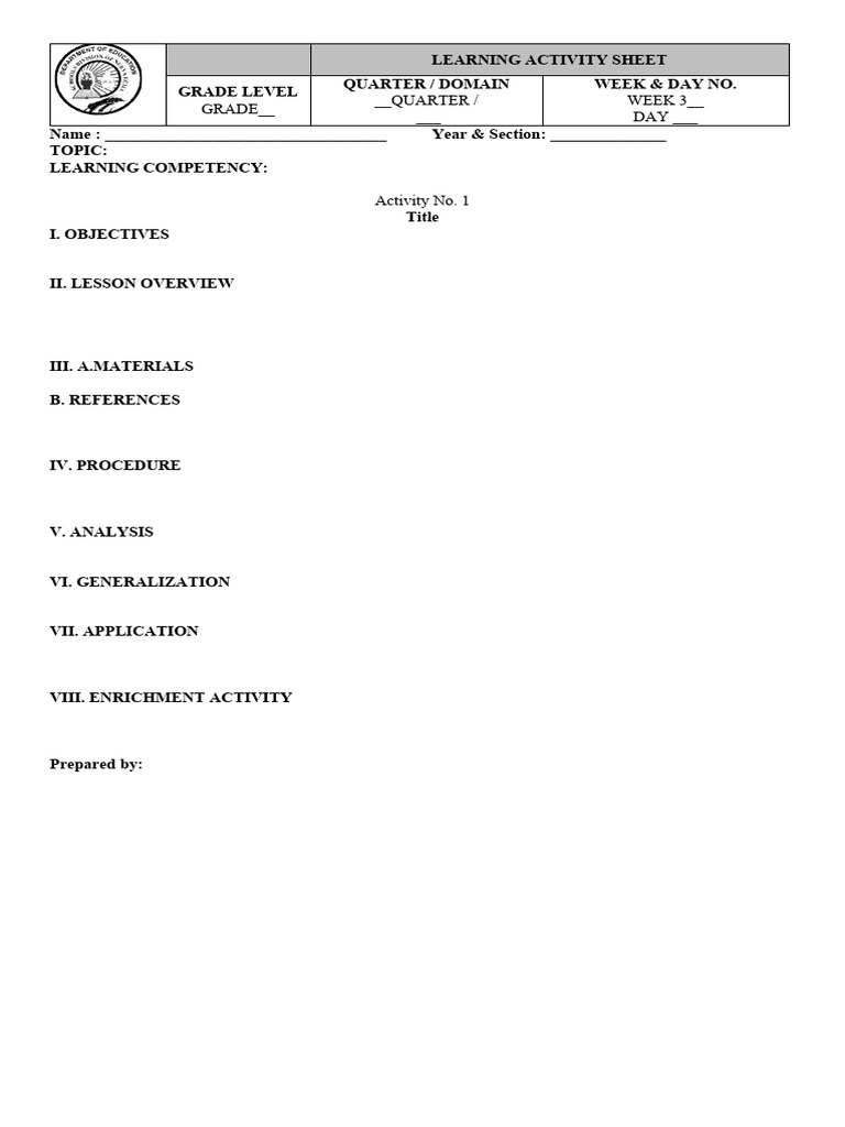Learning Activity Sheet Robotics | PDF