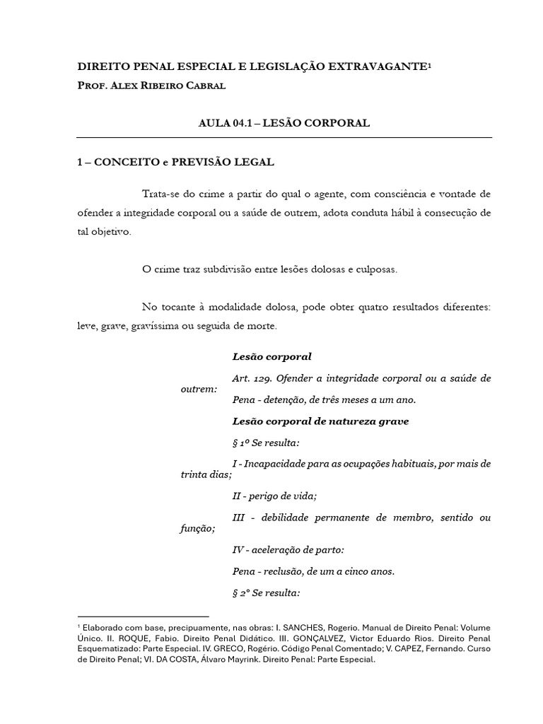 Lesão Corporal: Tipos e Penalidades | PDF | Lesão corporal (crime) | Crimes