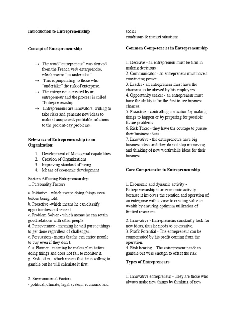 Entrep Reviewer | PDF | Entrepreneurship | Marketing