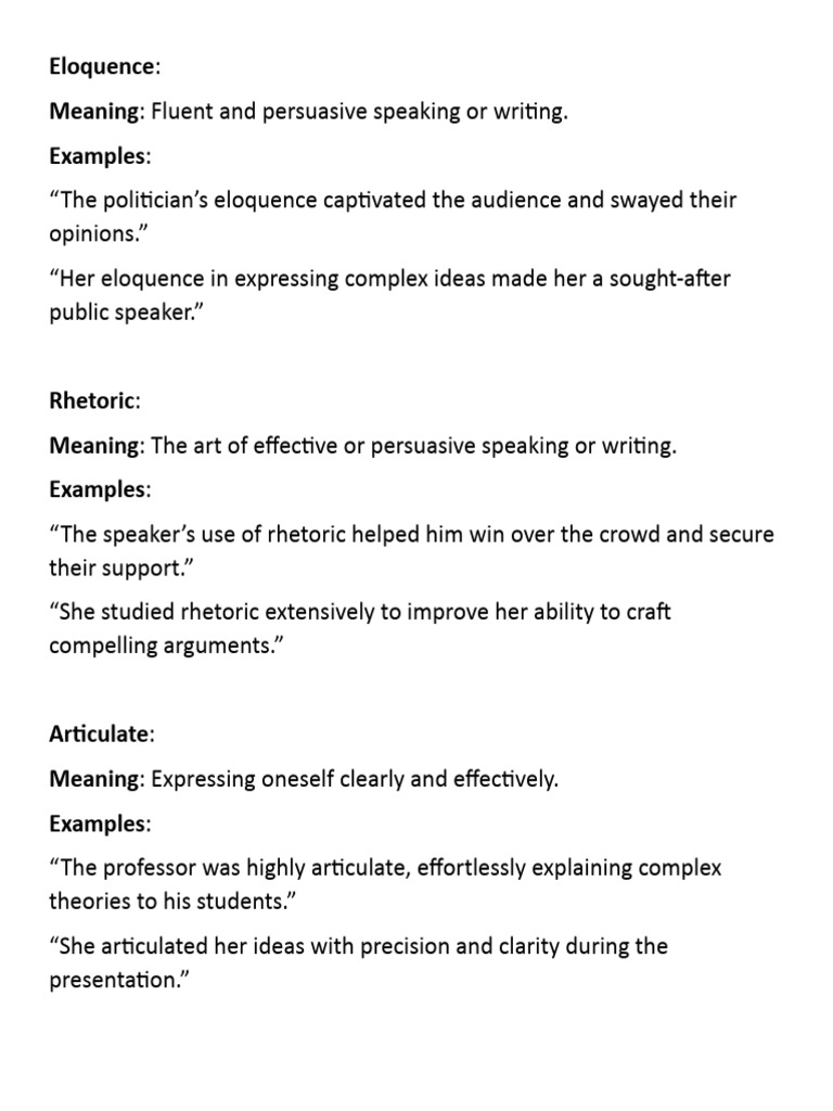 Speech Vocabulary | PDF | Rhetoric | Public Speaking