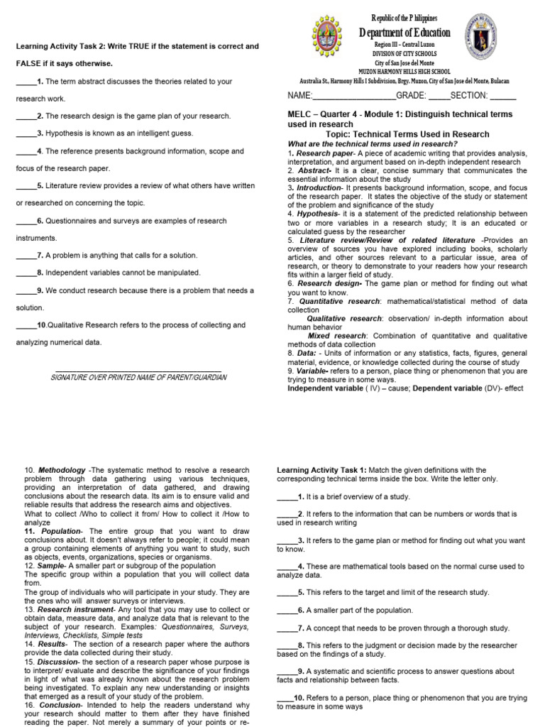 LAS Quarter 4 Lesson 1 | PDF | Methodology | Data
