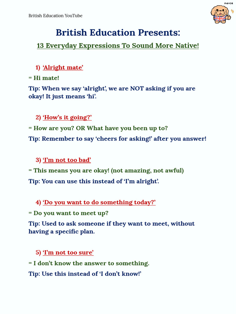 Everyday Expressions PDF (British Education) | PDF