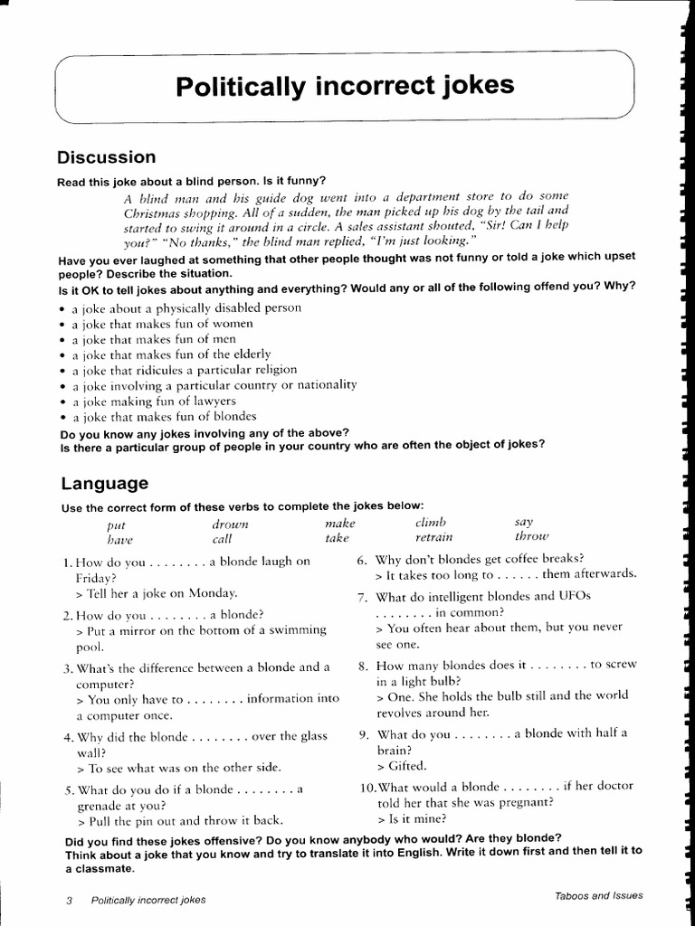 Unit 5 Politically Incorrect Jokes | PDF | Jokes