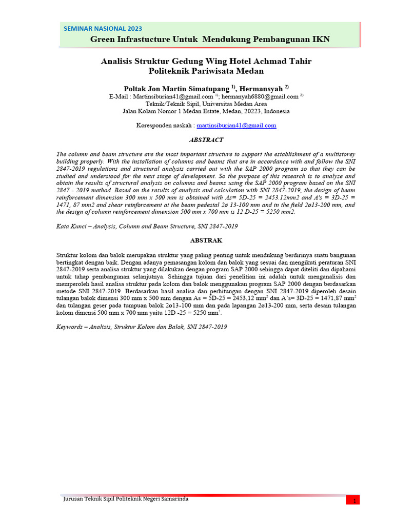 Template Naskah Semnas Green Infrastucture 2023 | PDF