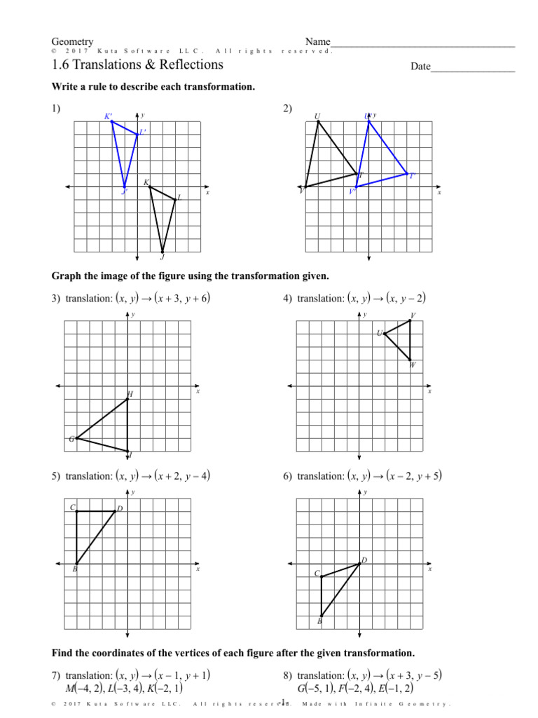 1.6 Translations Reflections | PDF | Cartesian Coordinate System ...