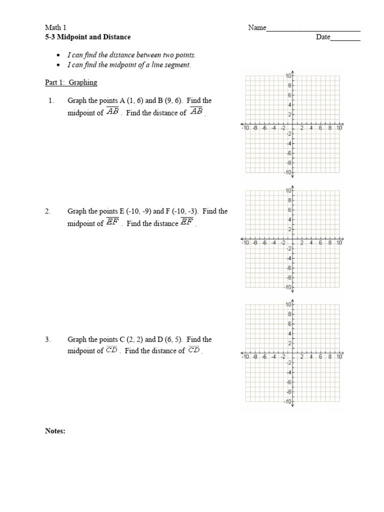 Midpoint and Distance Worksheet | PDF